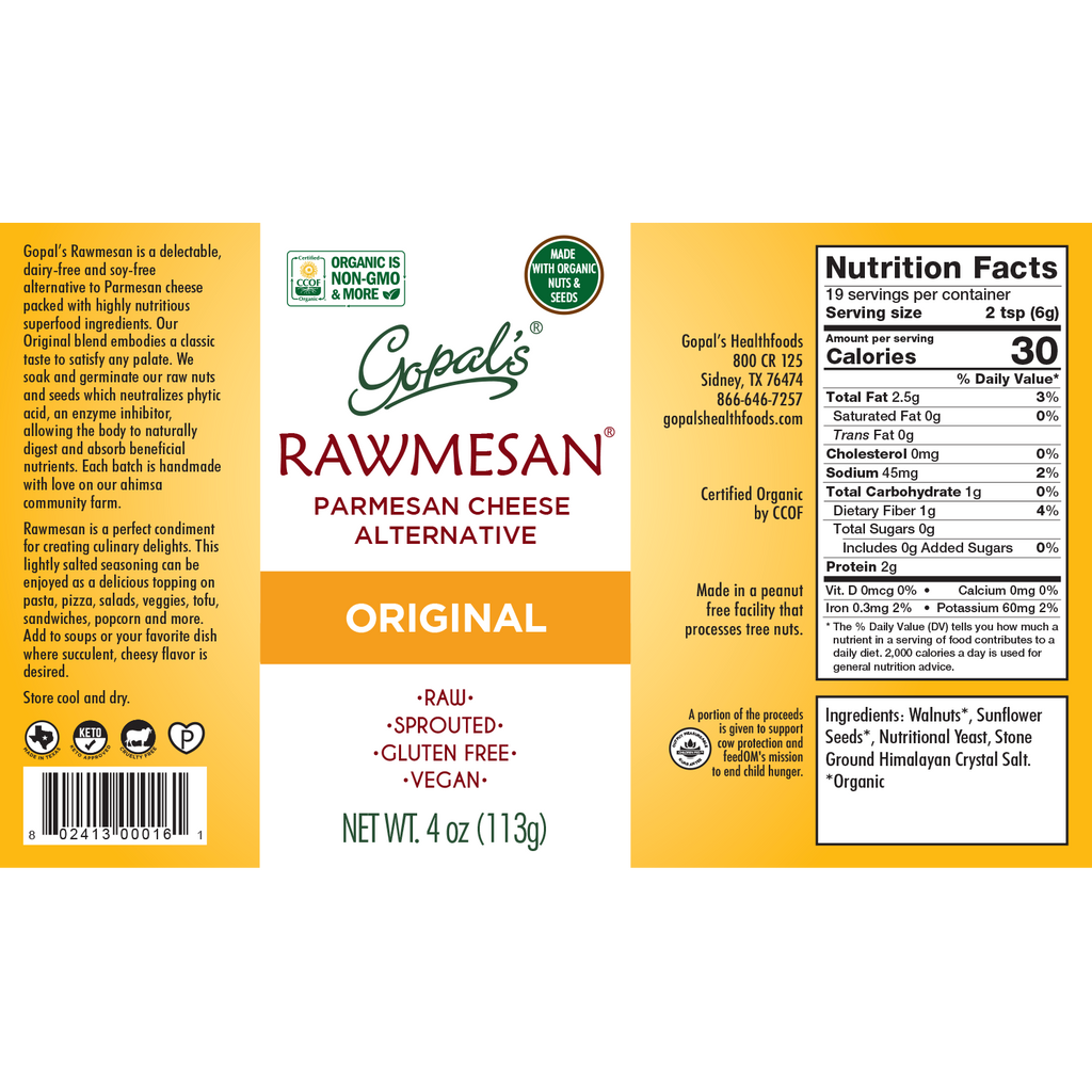 Original Rawmesan® 4oz – Gopal's Healthfoods