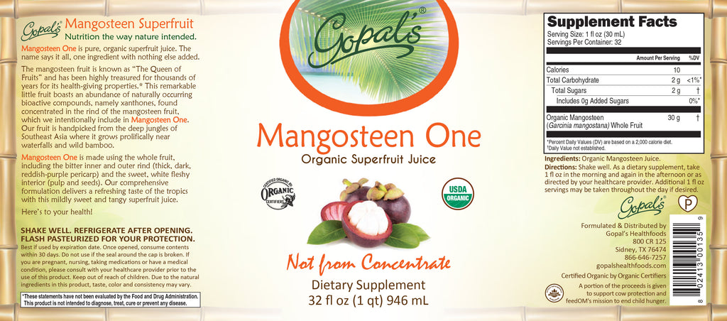 Mangosteen One Organic Superfruit Juice 32oz – Gopal's Healthfoods