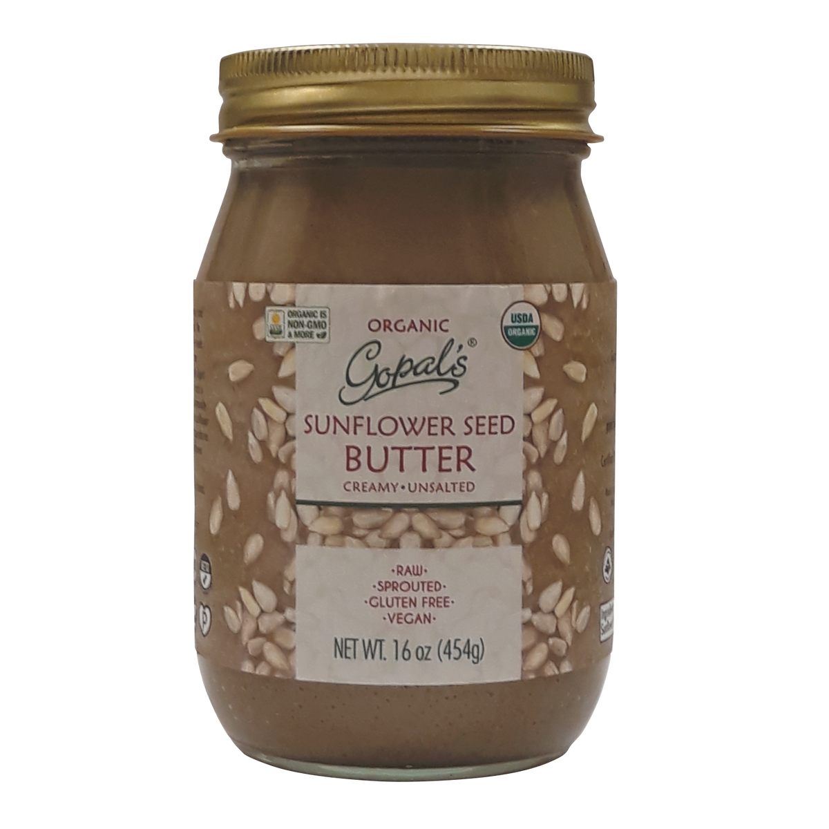 Organic Raw Sprouted Unsalted Sunflower Seed Butter 16oz – Gopal's ...